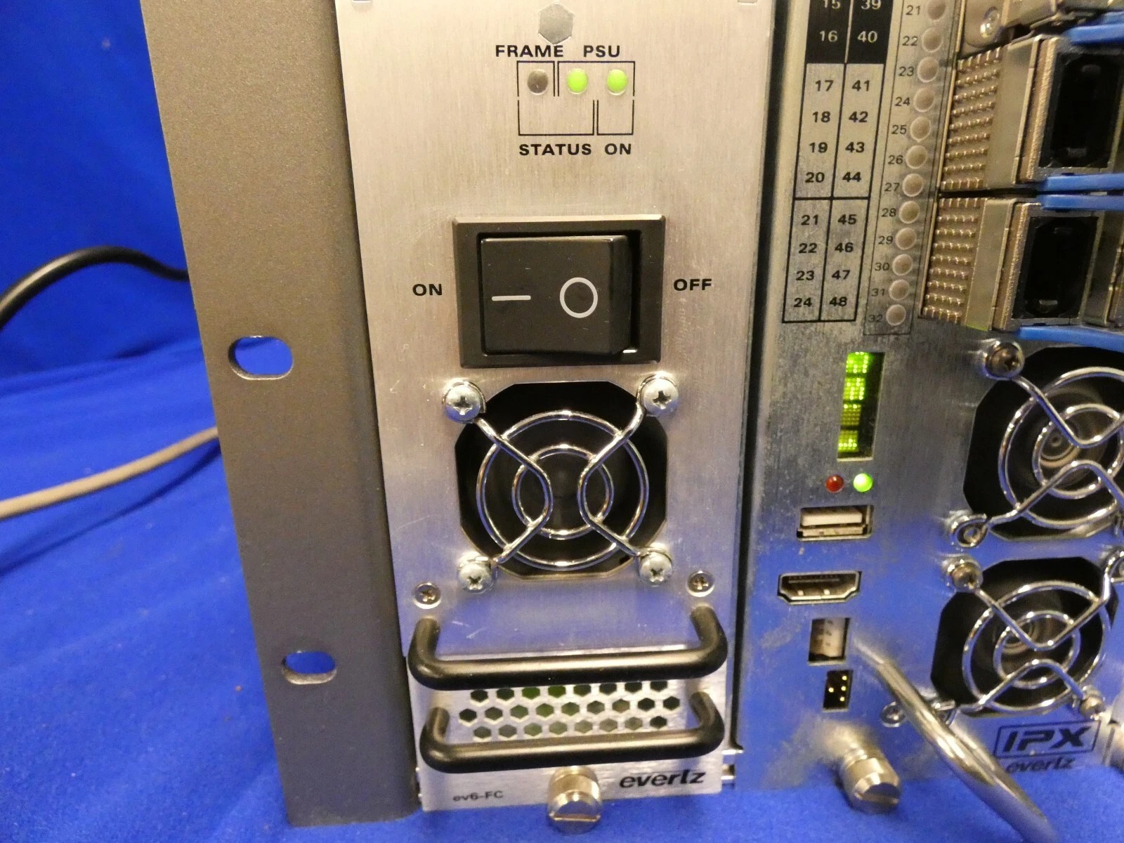Evertz EV6-FR Frame w/ 2 3080 IPX-128-25G Switching Modules